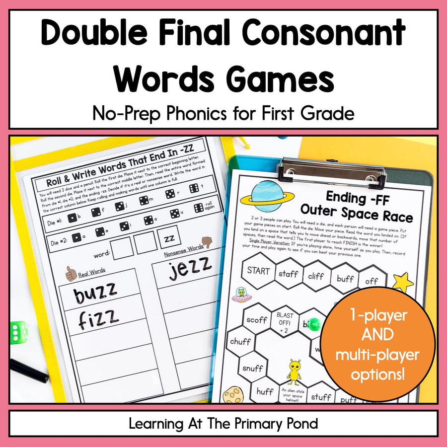 Double Final Consonants Games: First Grade No-Prep Phonics – Learning ...
