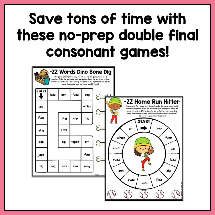 Double Final Consonants Games: Second Grade No-Prep Phonics – Learning ...