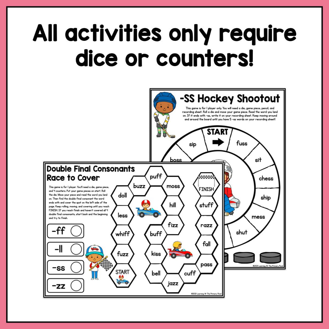 Double Final Consonants Games: Second Grade No-Prep Phonics – Learning ...