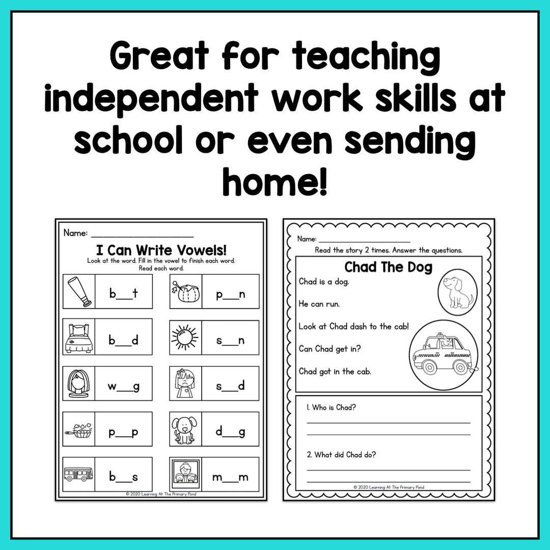 First Grade Back to School Literacy Packet: "I Can Work By Myself ...