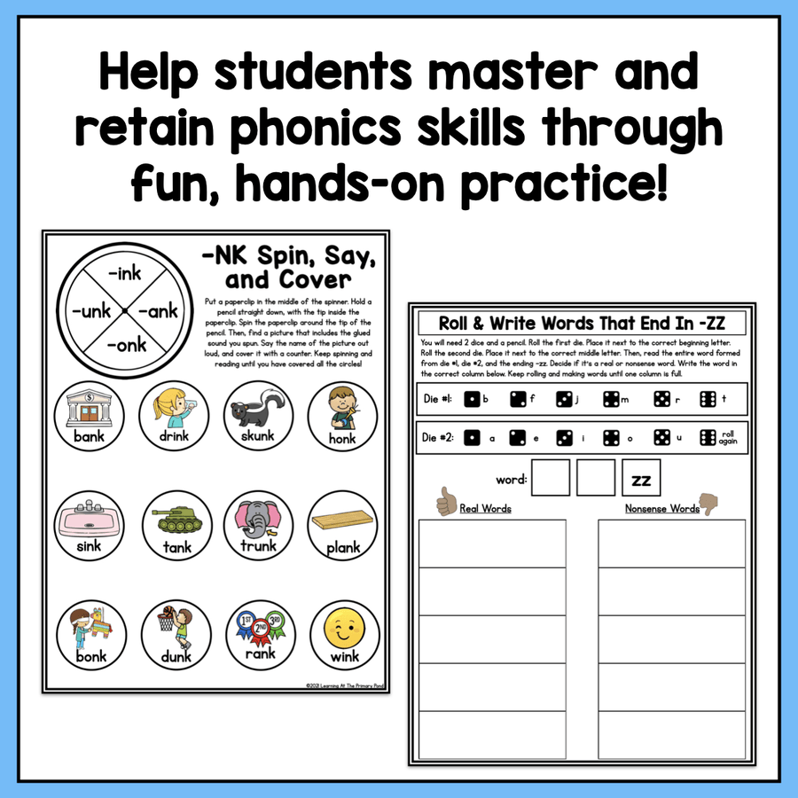 First Grade No-Prep Phonics Games Bundle – Learning at the Primary Pond