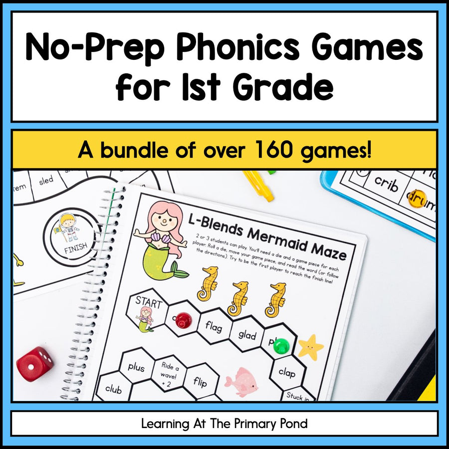 First Grade No-Prep Phonics Games Bundle – Learning at the Primary Pond