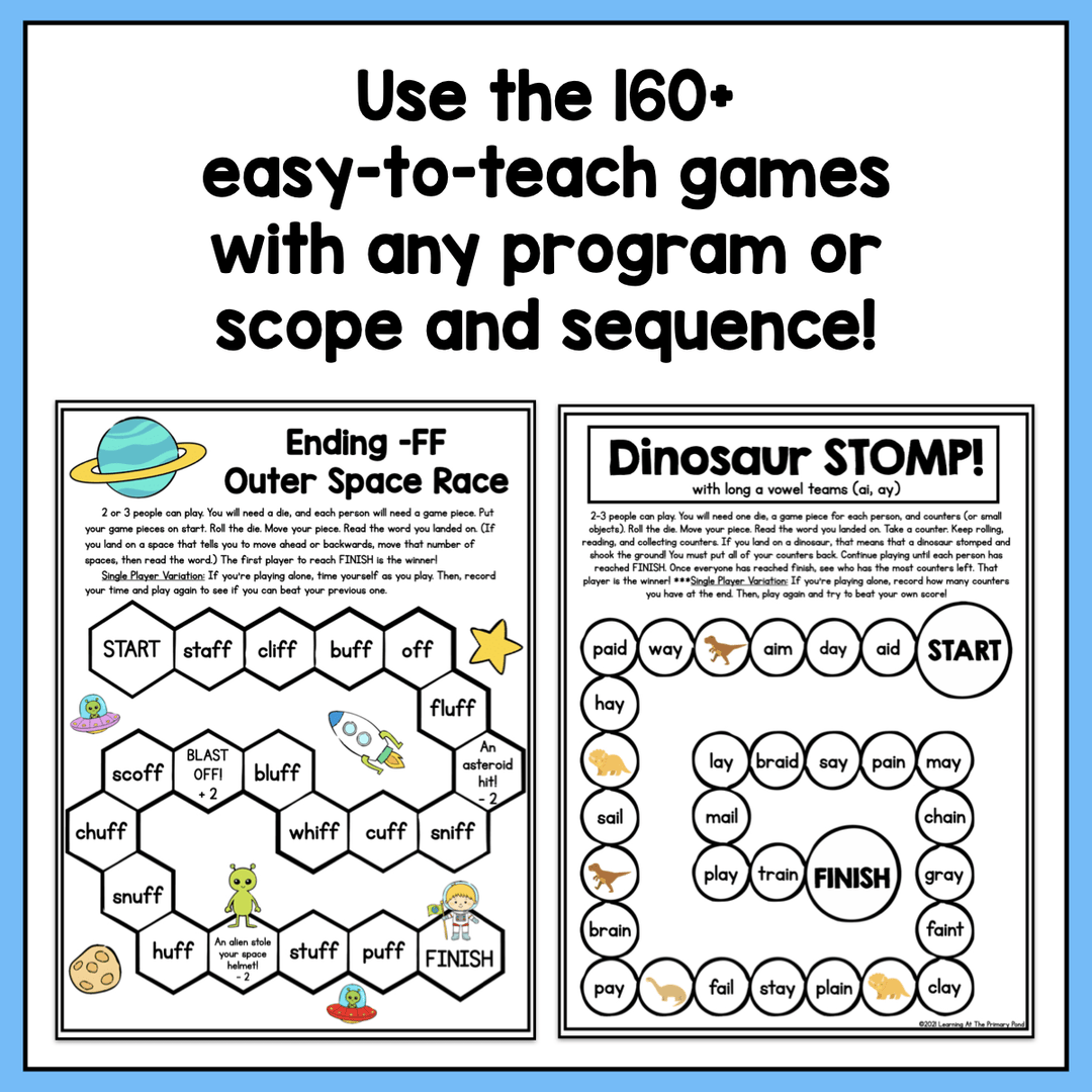 First Grade No-Prep Phonics Games Bundle – Learning at the Primary Pond