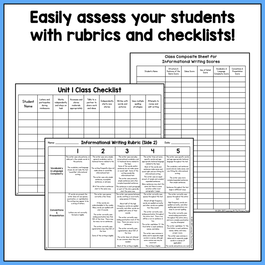 First Grade Writing Workshop Curriculum Bundle – Learning at the ...