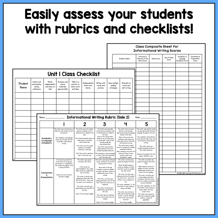 First Grade Writing Workshop Curriculum Bundle – Learning at the ...