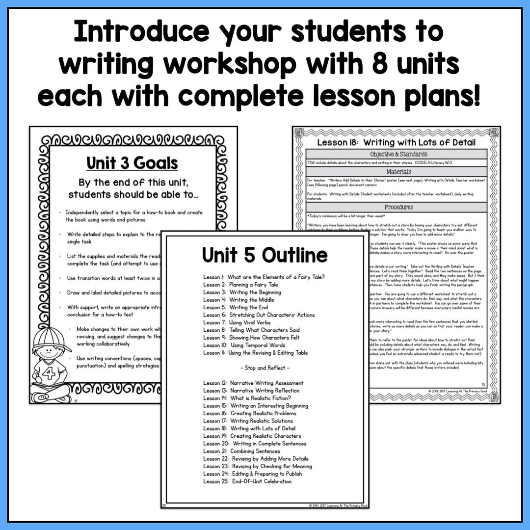 First Grade Writing Workshop Curriculum Bundle – Learning at the ...
