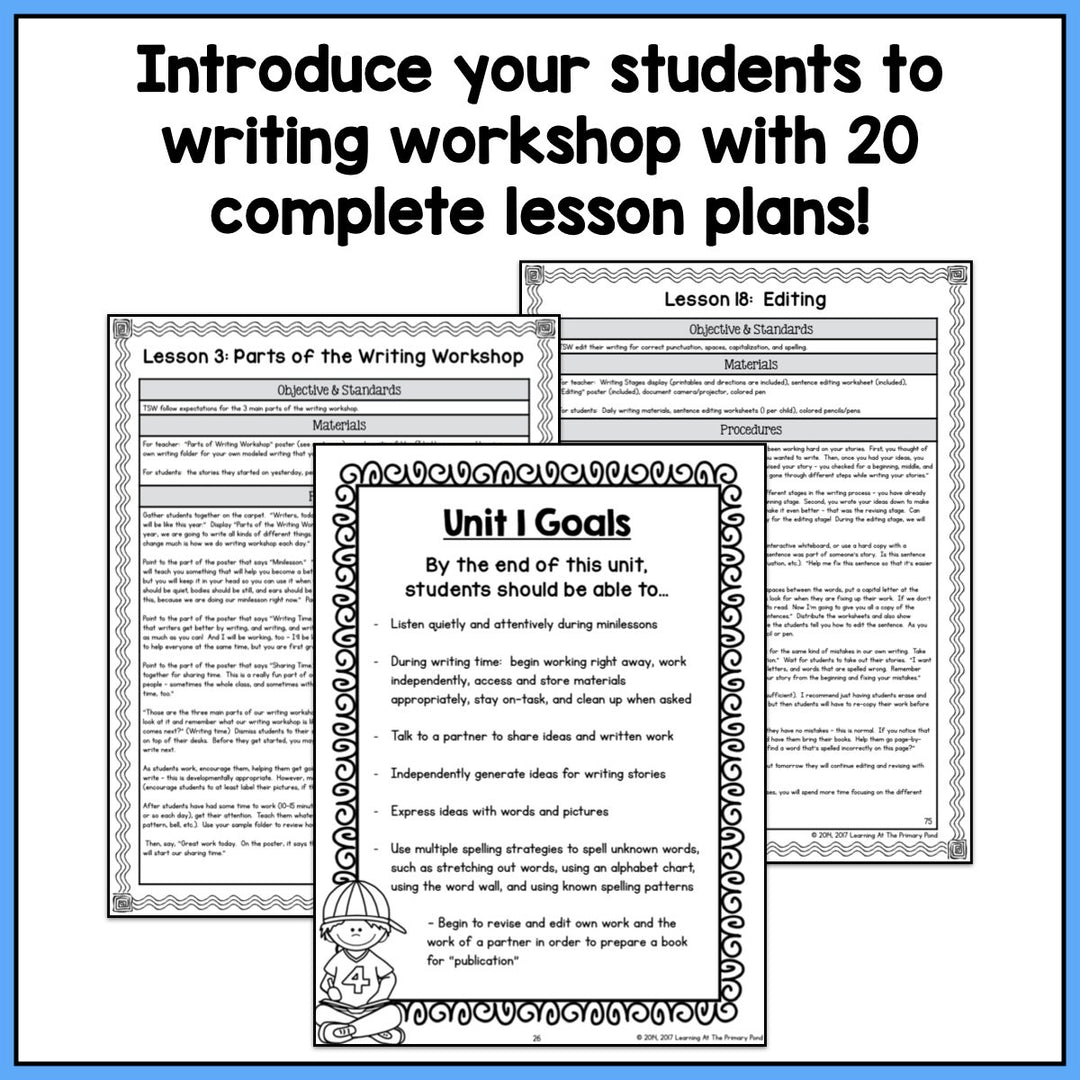 First Grade Writing Workshop Intro Unit {1st Grade Writing Workshop Un ...