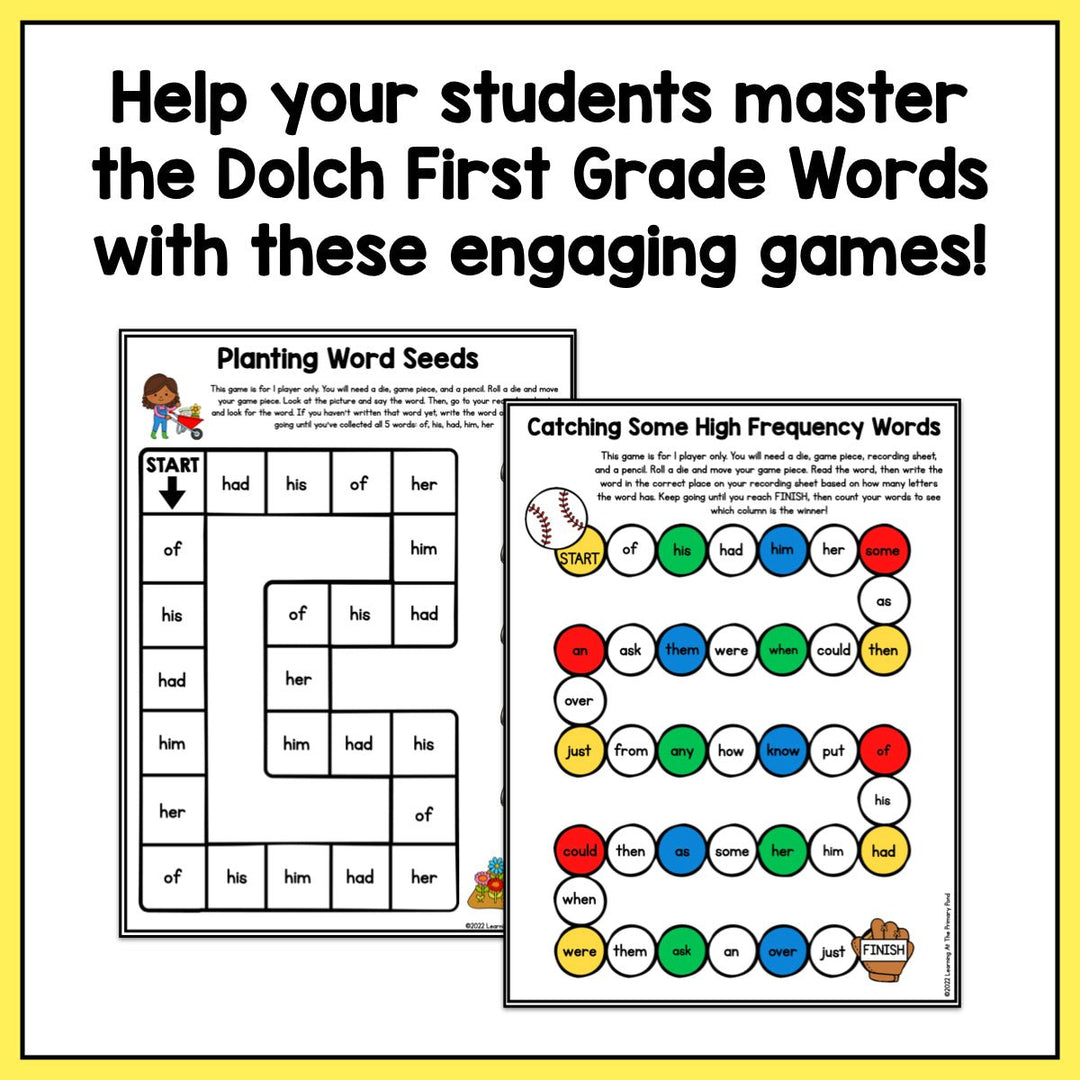 High Frequency Word Games | Dolch First Grade Words – learning-at-the ...