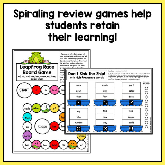 High Frequency Word Games | Dolch First Grade Words – Learning at the ...