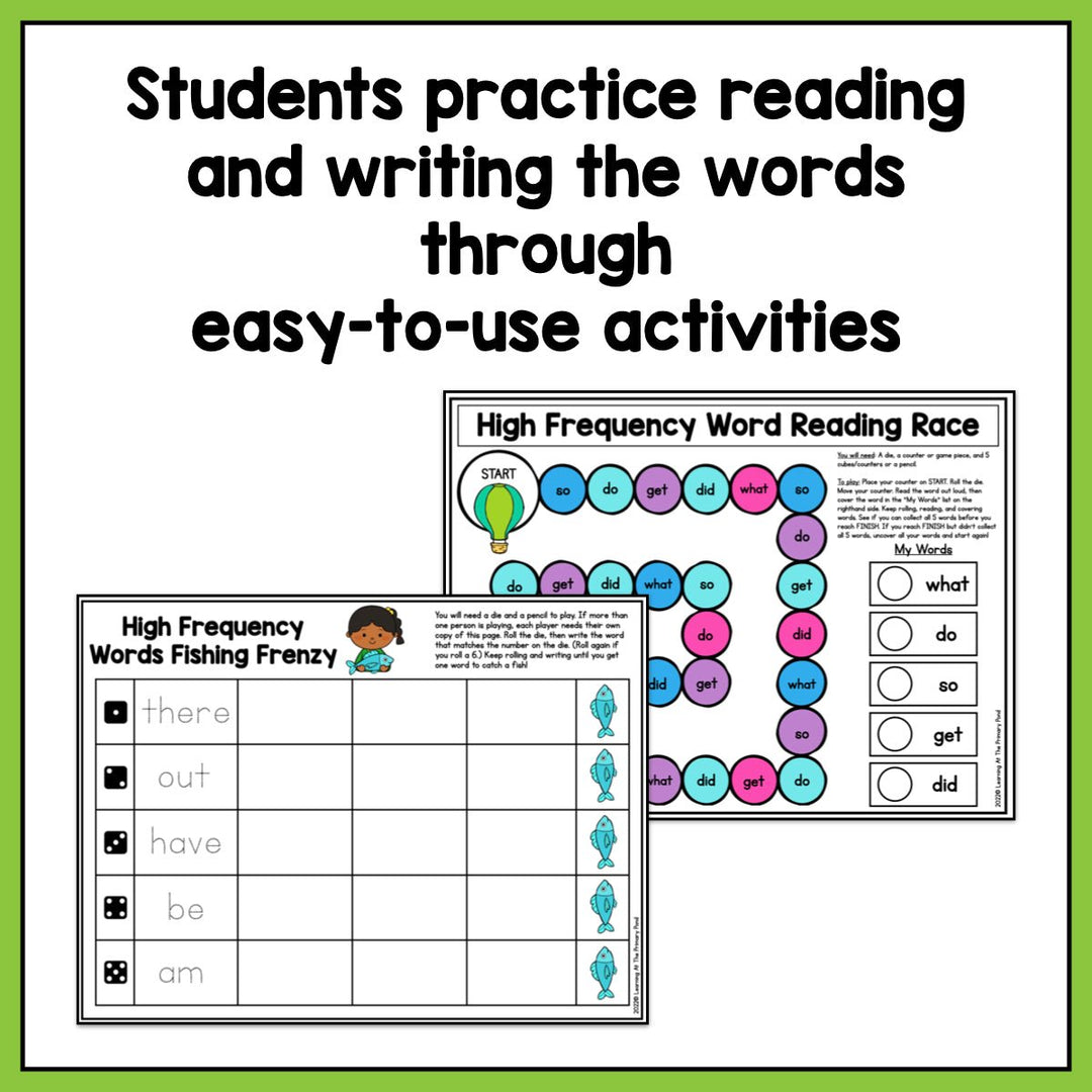 High Frequency Word Games | Dolch Primer Words – Learning at the ...