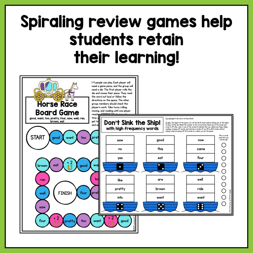 High Frequency Word Games | Dolch Primer Words – Learning at the ...