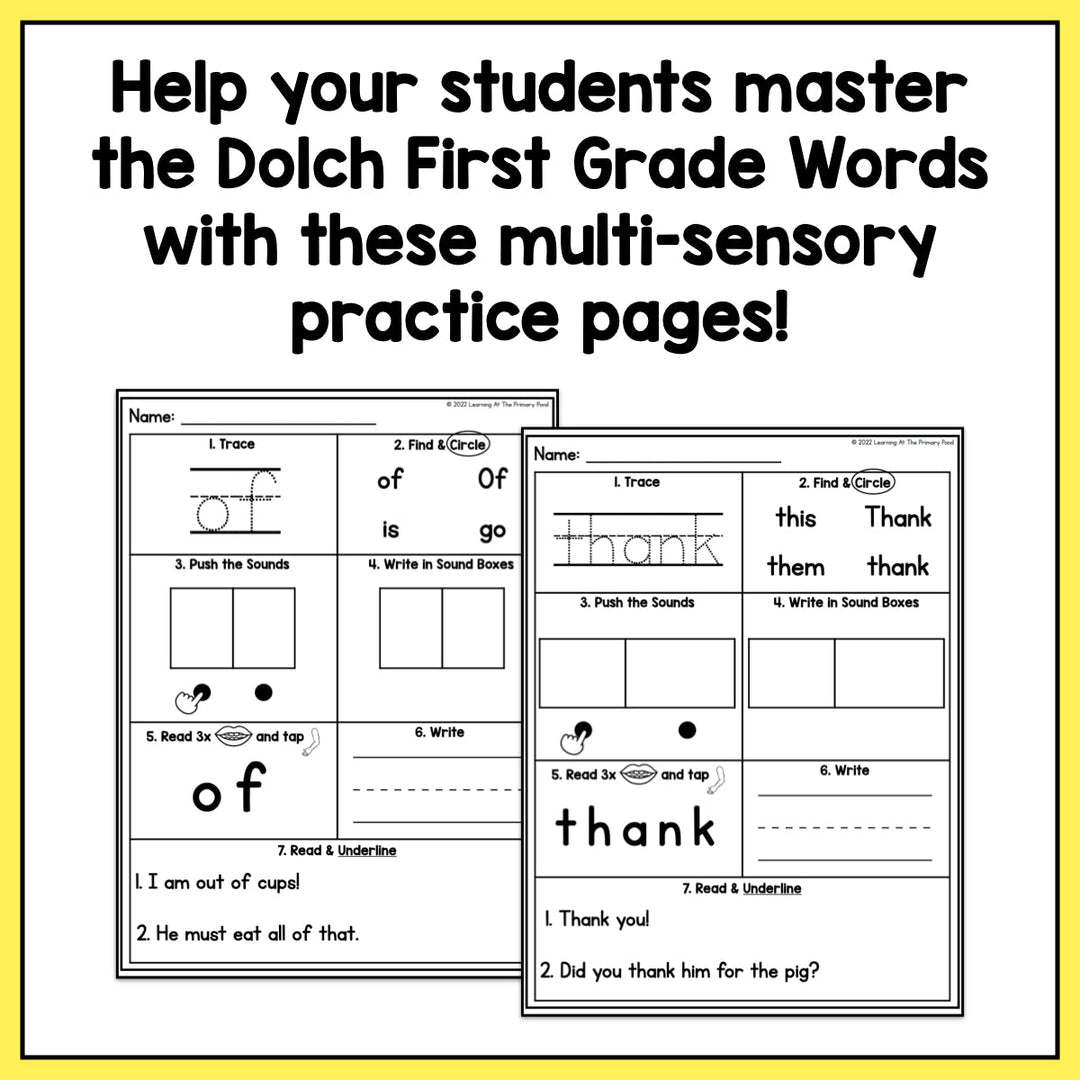 High Frequency Word Worksheets | Dolch Sight Word List First Grade ...