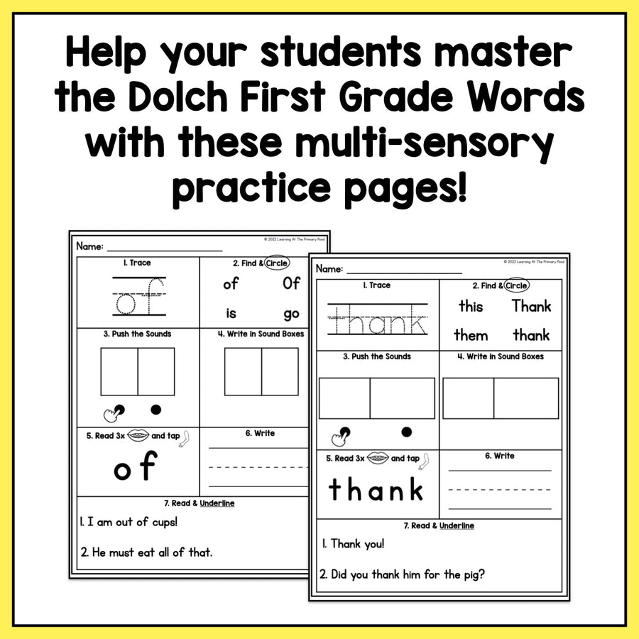 High Frequency Word Worksheets | Dolch Sight Word List First Grade ...