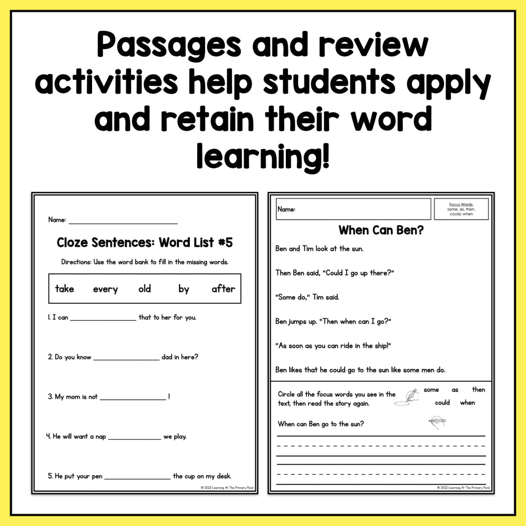 High Frequency Word Worksheets | Dolch Sight Word List First Grade ...