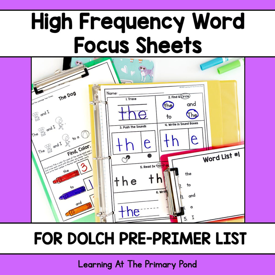 High Frequency Word Worksheets | Dolch Sight Word List Pre-Primer ...