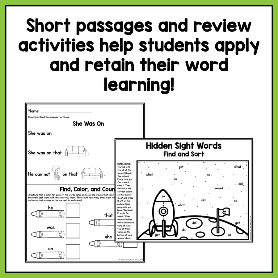 High Frequency Word Worksheets | Dolch Sight Word List Primer ...