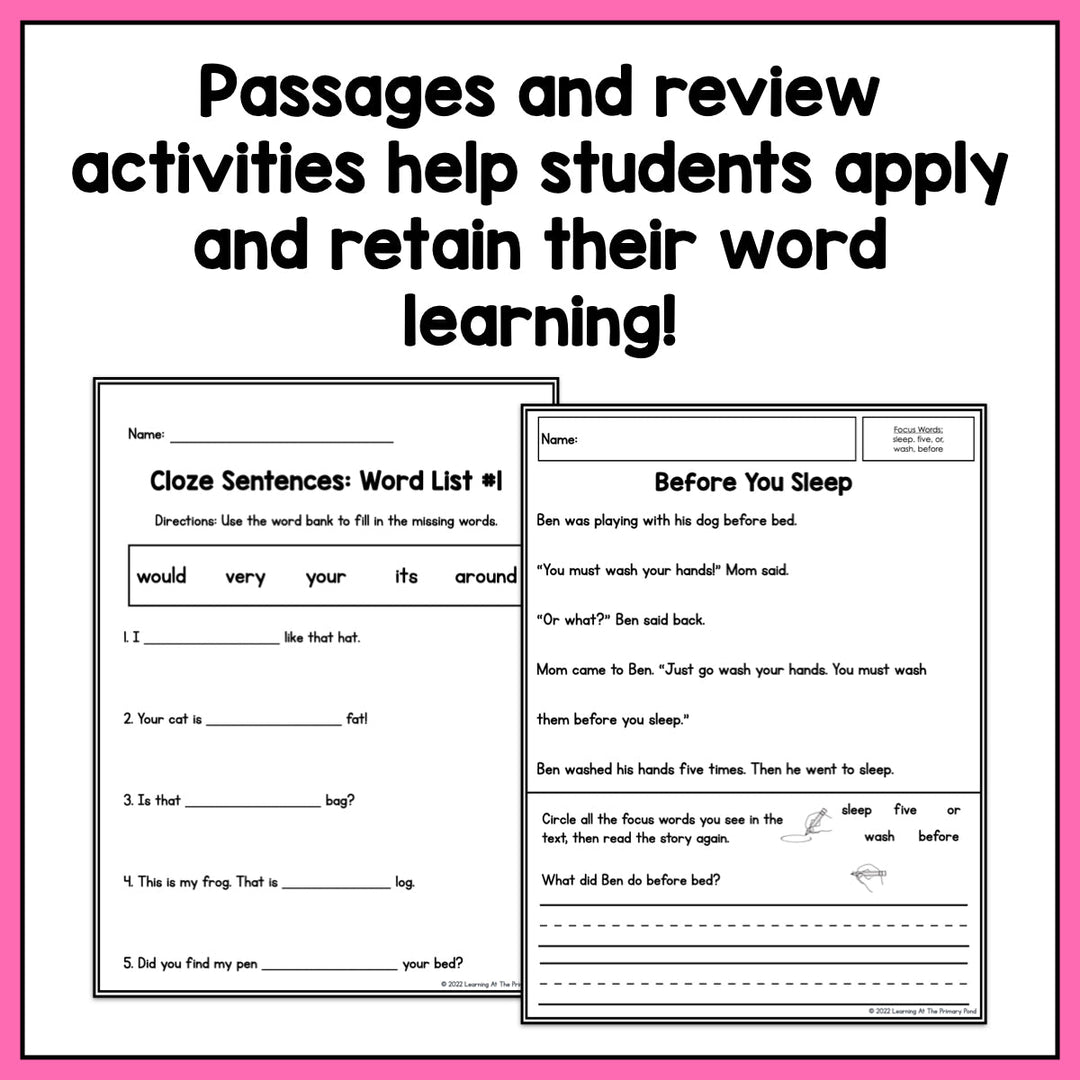 High Frequency Word Worksheets | Dolch Sight Word List Second Grade ...