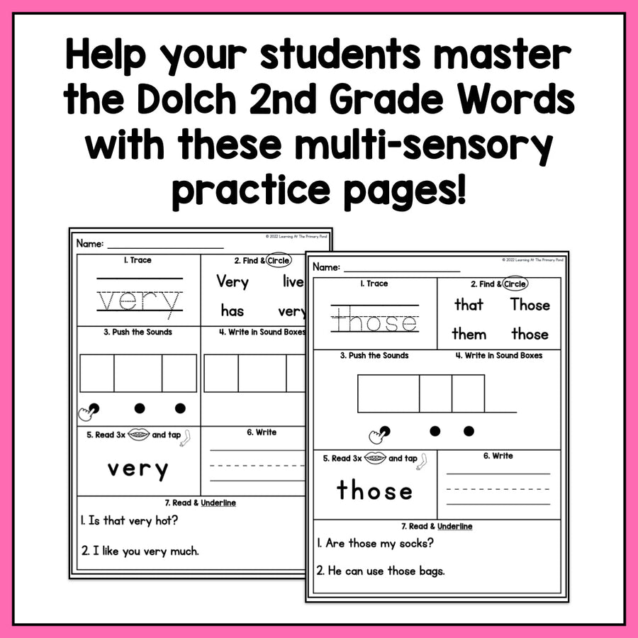 High Frequency Word Worksheets | Dolch Sight Word List Second Grade ...