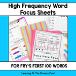 High Frequency Word Worksheets | Fry’s First 100 Sight Words – Learning ...