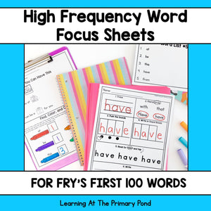 High Frequency Word Worksheets | Fry’s First 100 Sight Words – Learning ...
