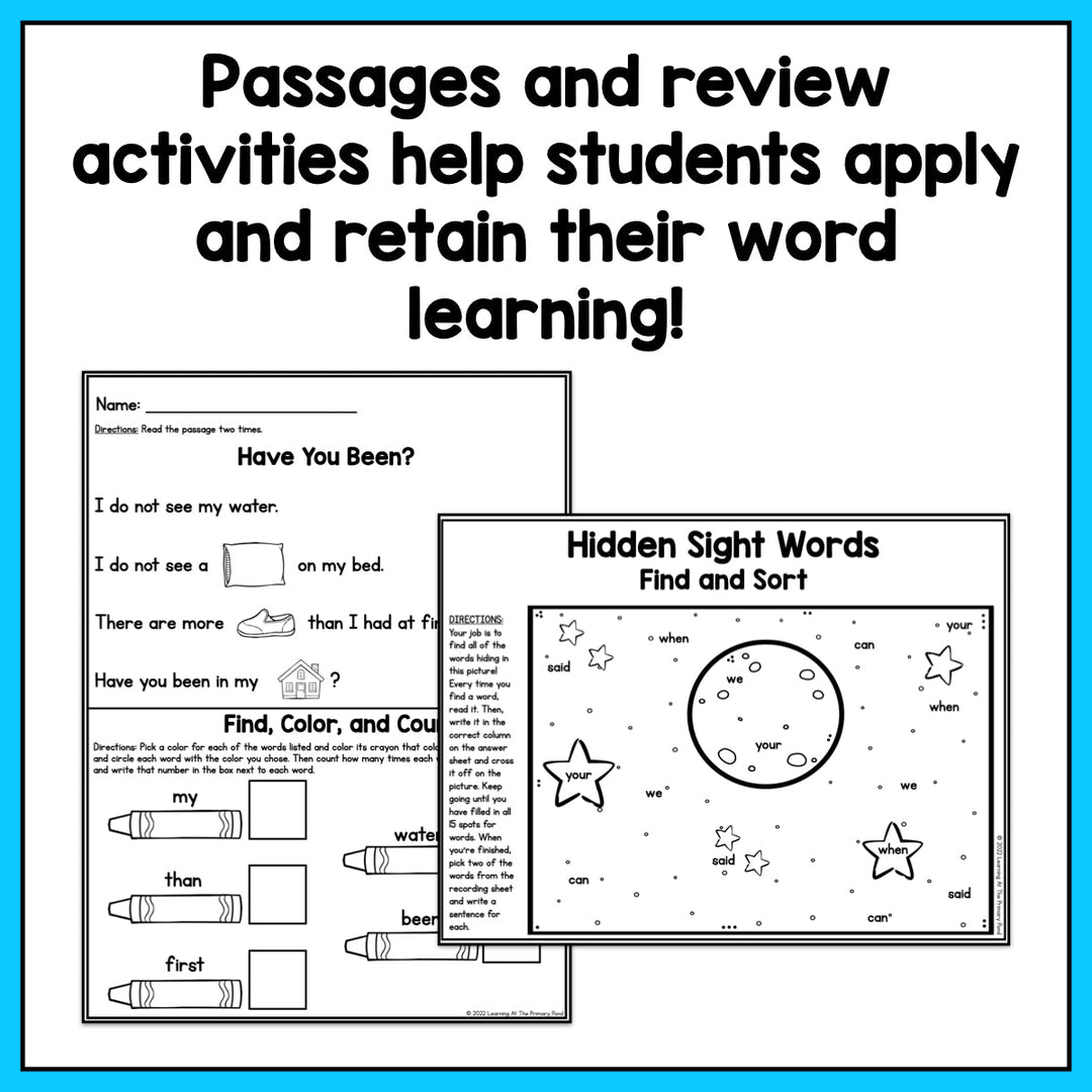 High Frequency Word Worksheets | Fry’s First 100 Sight Words – Learning ...
