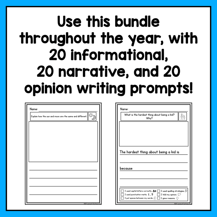 Kindergarten Writing Prompts | Informational, Narrative, Opinion Writi ...
