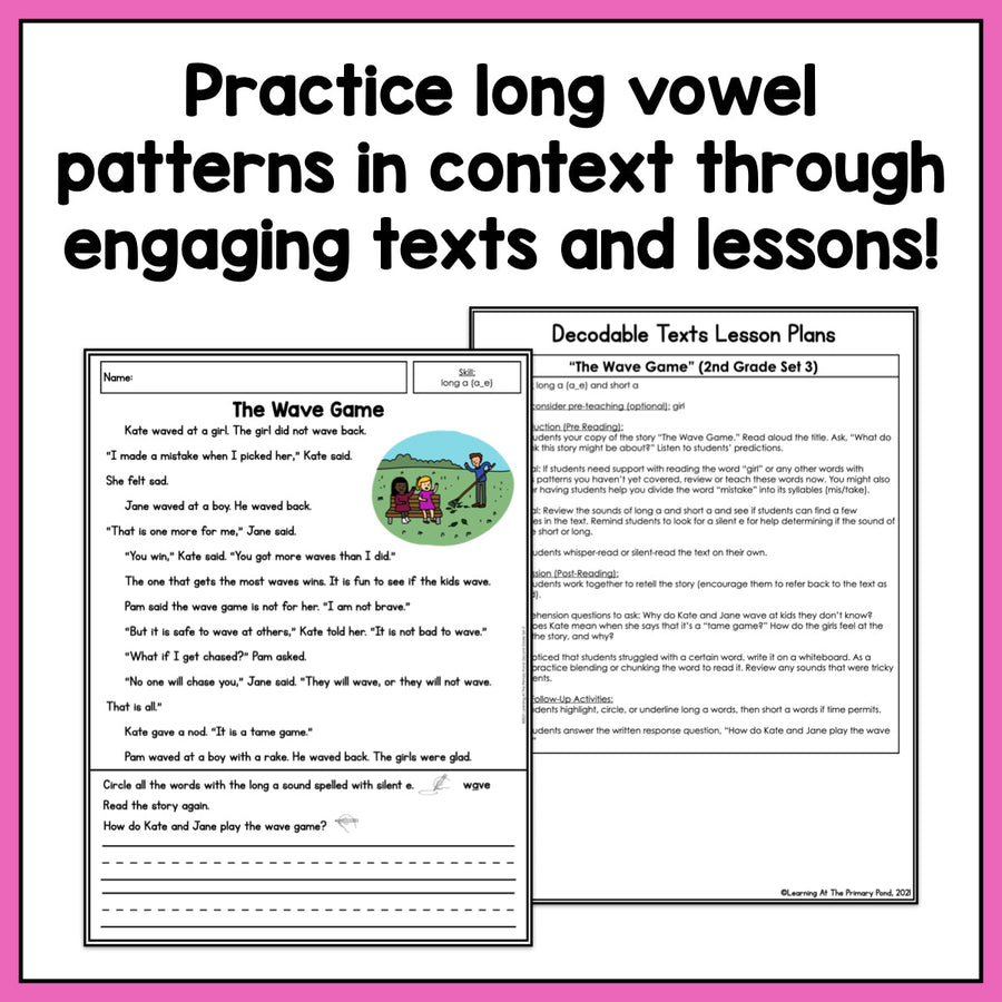 Long Vowel Decodable Passages | Silent E & Vowel Team Readers | 2nd Gr ...