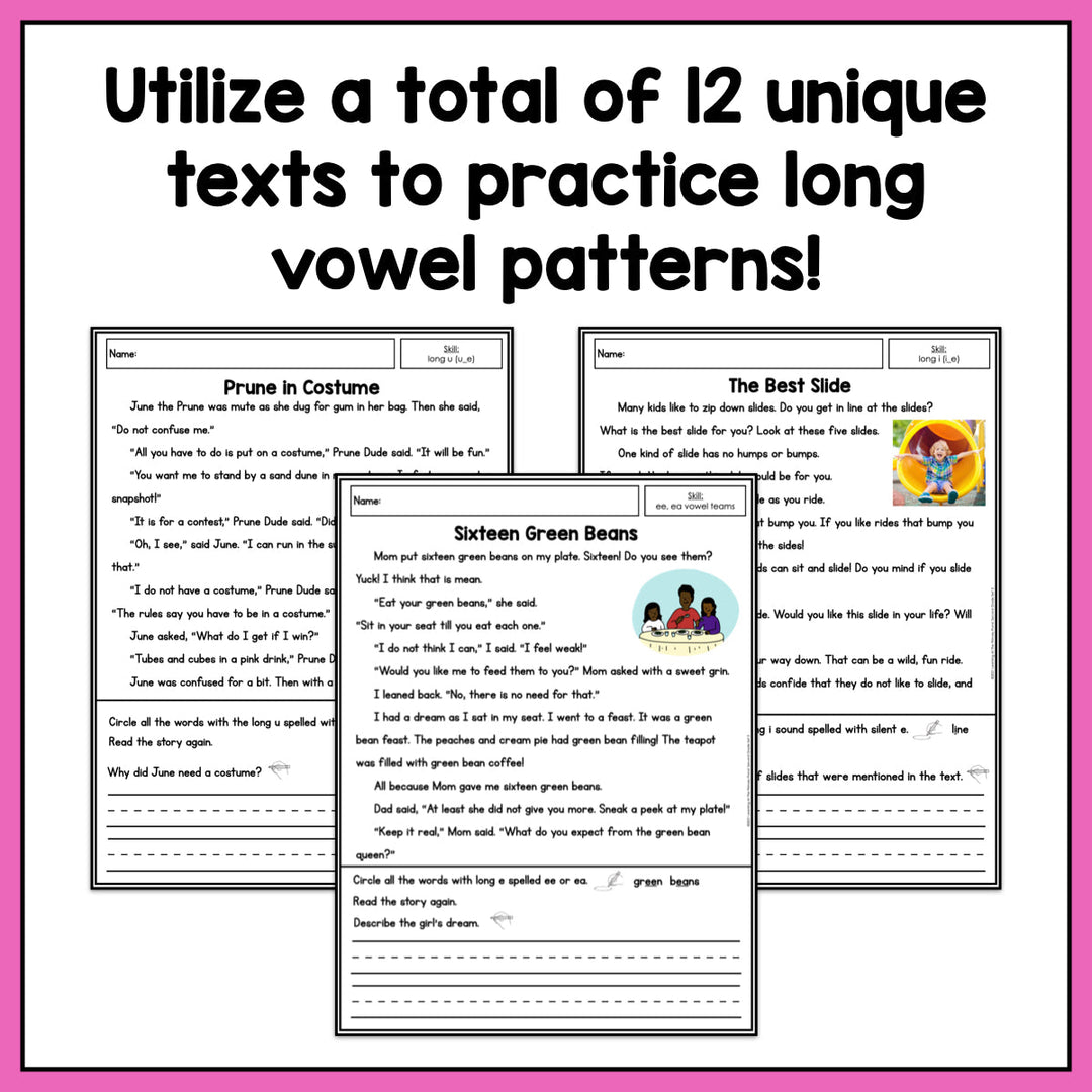 Long Vowel Decodable Passages | Silent E & Vowel Team Readers | 2nd Gr ...
