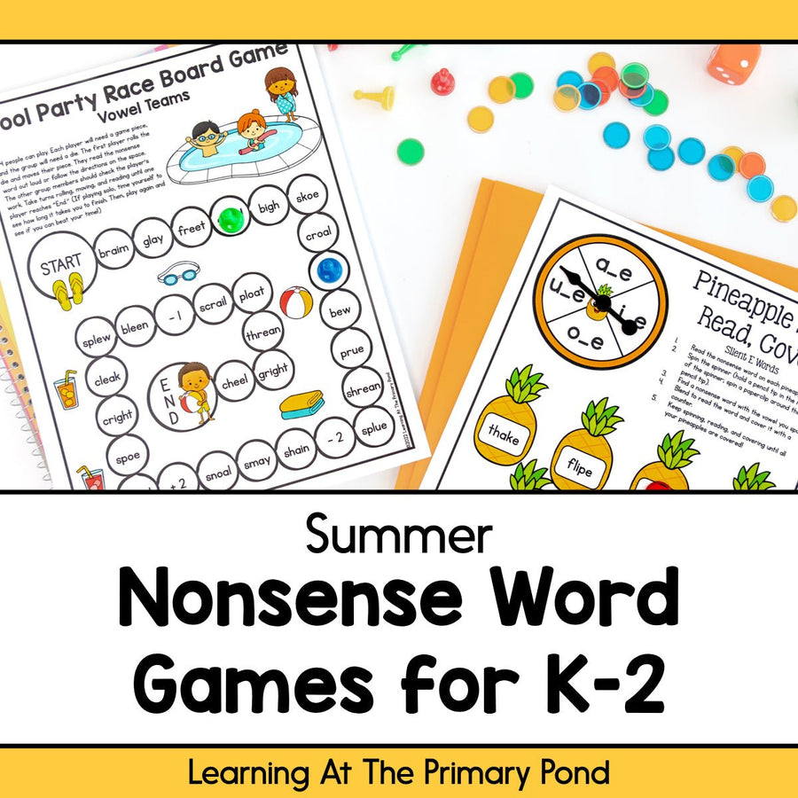 Nonsense Word Games for Kindergarten, 1st, and 2nd grade | Summer Them ...