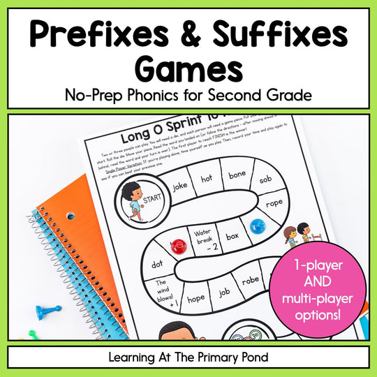 Prefixes & Suffixes Games: Second Grade No-Prep Phonics – Learning at ...