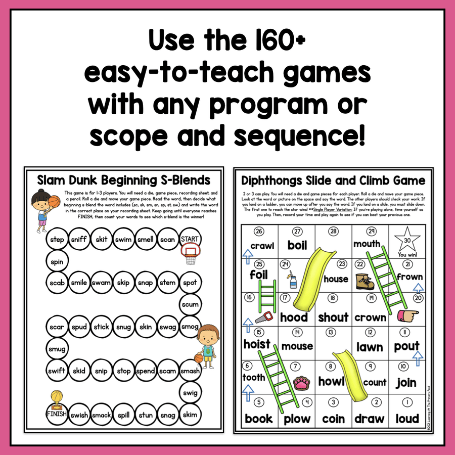 Second Grade No-Prep Phonics Games Bundle – Learning at the Primary Pond