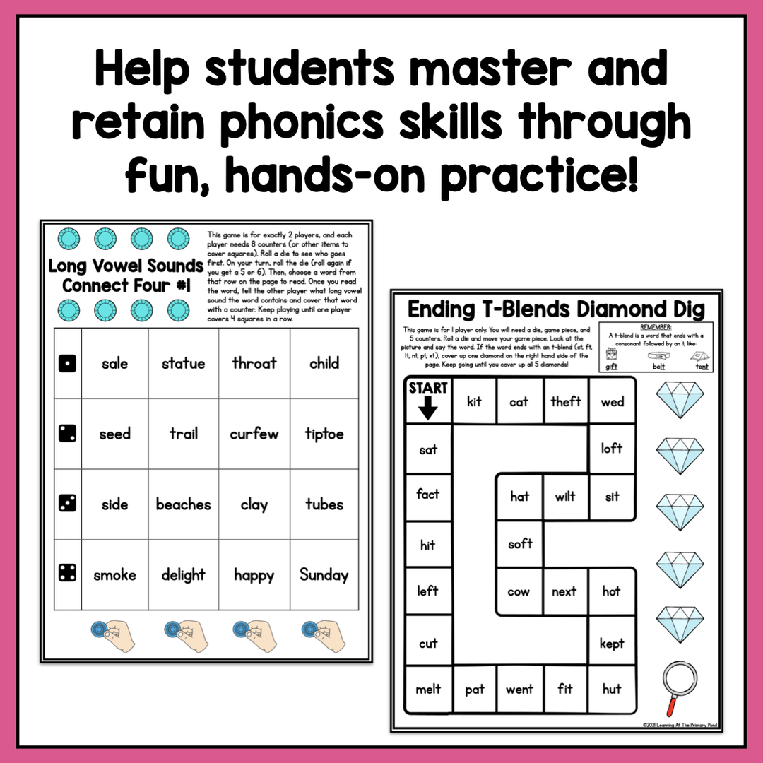 Second Grade No-Prep Phonics Games Bundle – Learning at the Primary Pond