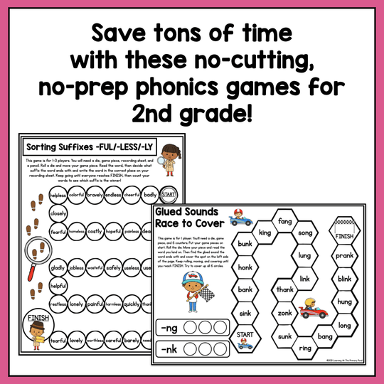 Second Grade No-Prep Phonics Games Bundle – Learning at the Primary Pond