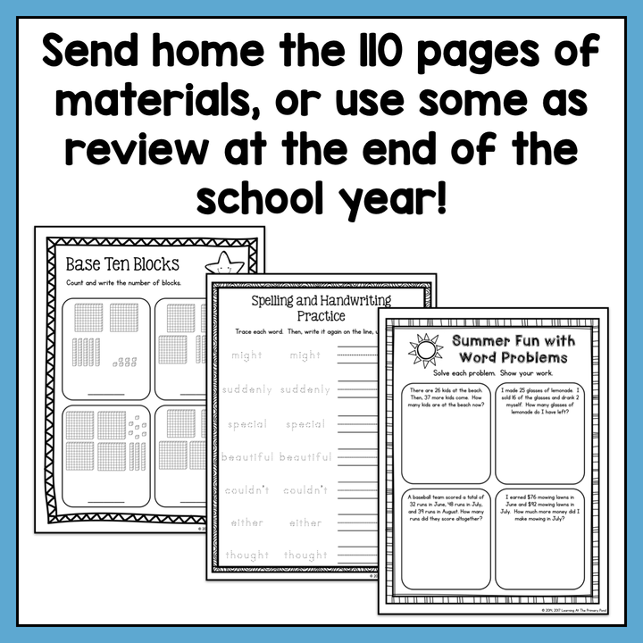 Summer Homework Packet for Rising Third Graders (who have completed se ...