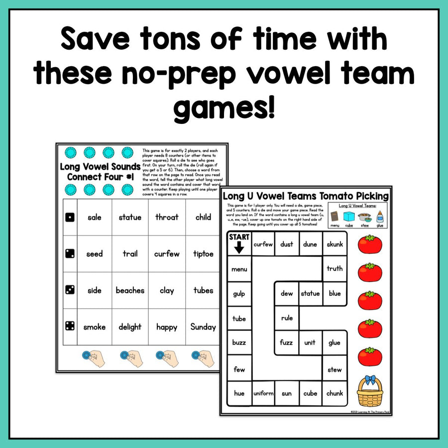 Vowel Teams Games: Second Grade No-Prep Phonics – Learning at the ...