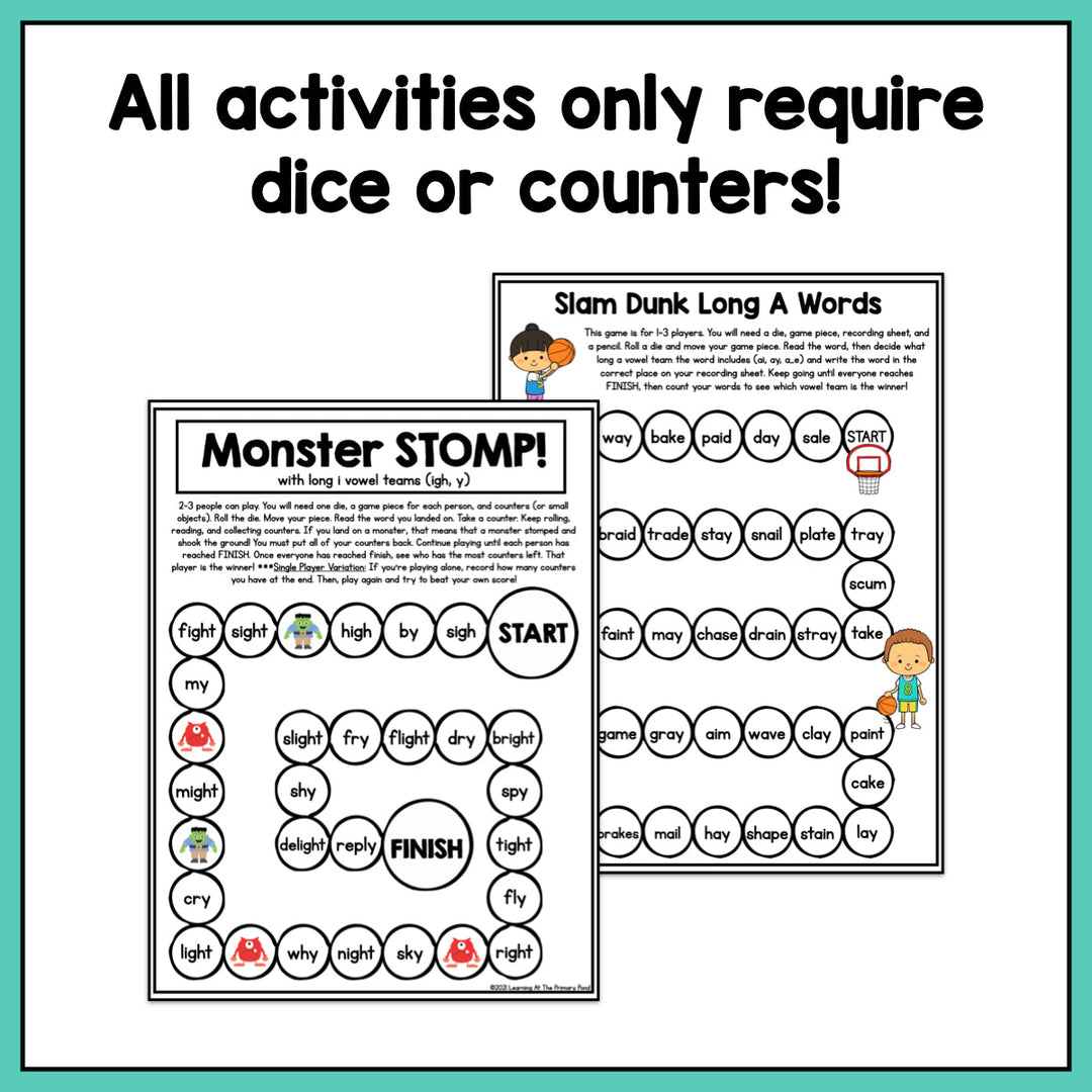 Vowel Teams Games: Second Grade No-Prep Phonics – Learning at the ...