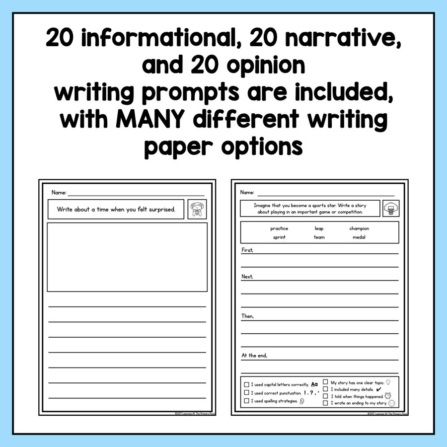 Writing Prompts | Informational, Narrative, Opinion Writing | MegaBund ...