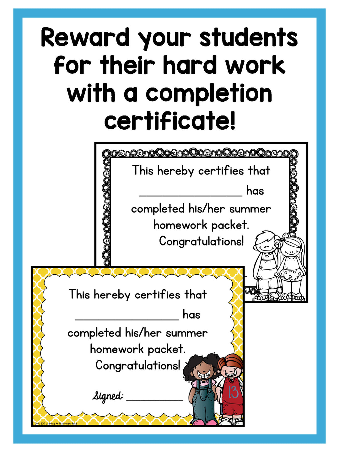 Summer Homework Packet for Rising Third Graders (who have completed se ...