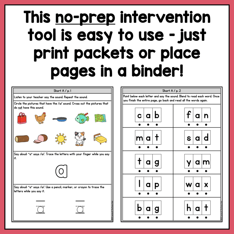 CVC Words Intervention Pack | No-Prep, Phonics-Based Reading Intervent ...
