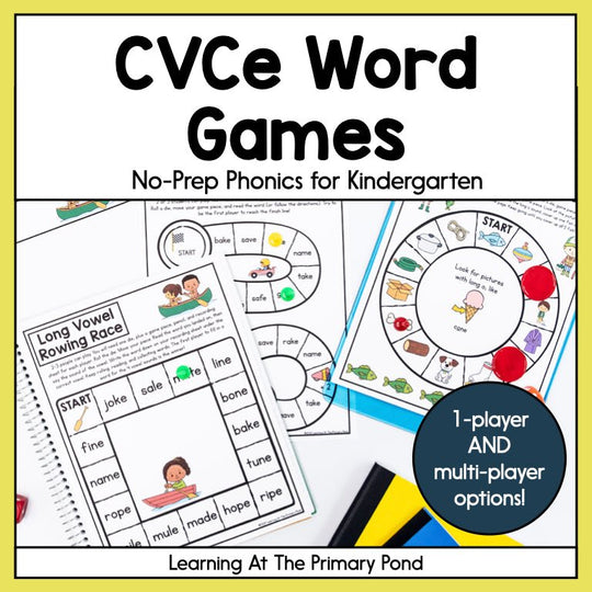 CVCe Games (Silent E Word Games): Kindergarten No-Prep Phonics ...