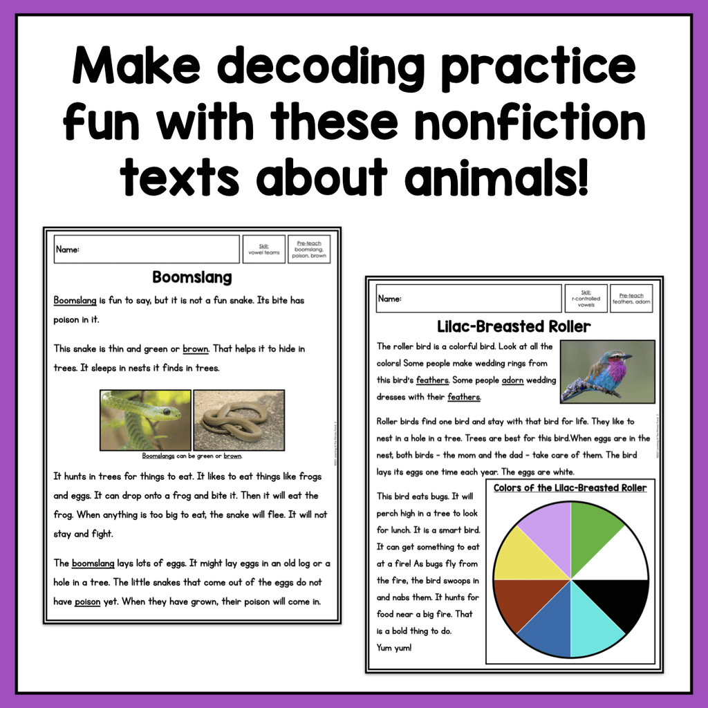 Decodable Safari Texts | Nonfiction Decodable Passages for Second Grad ...