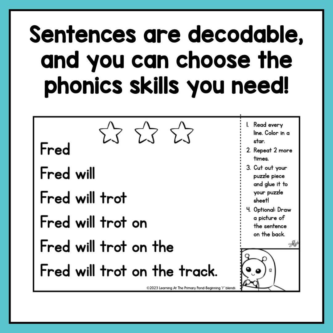 Decodable Sentence Fluency Pyramids | Blends-Double Final Consonant-Gl ...