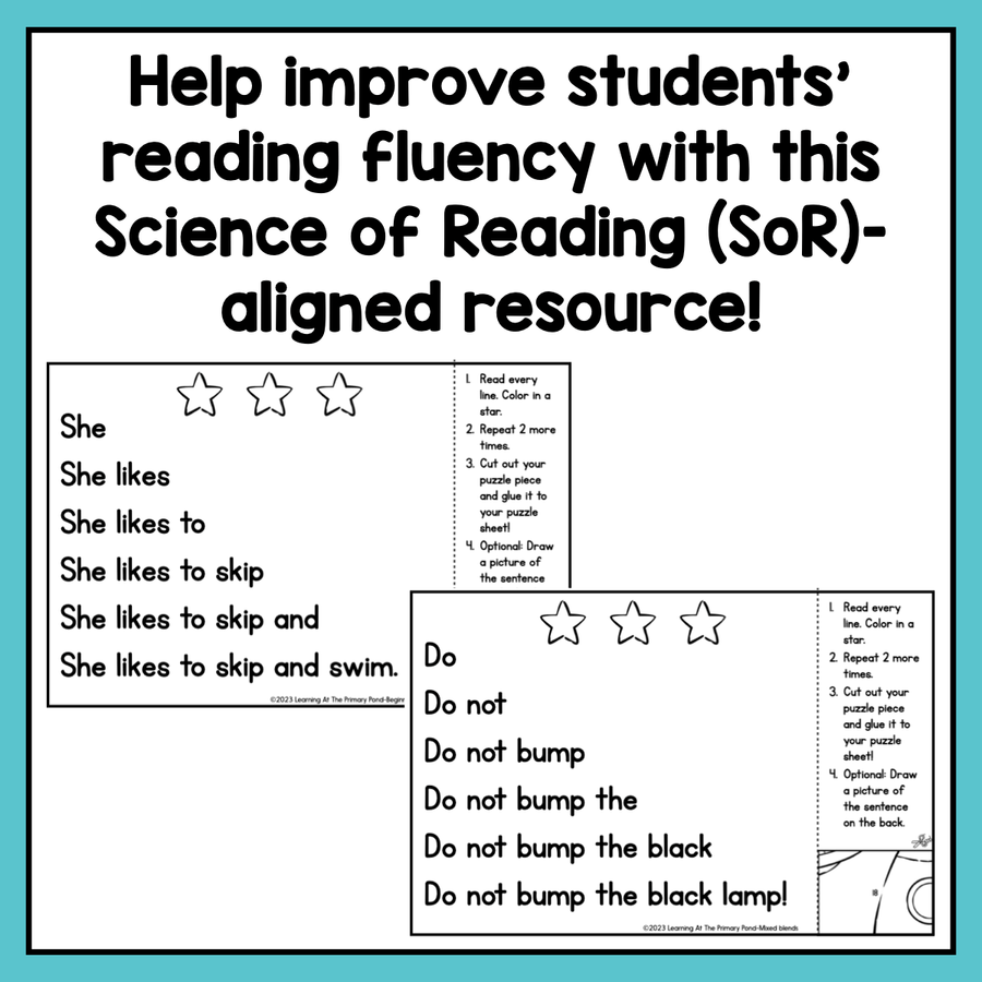 Decodable Sentence Fluency Pyramids | Blends-Double Final Consonant-Gl ...