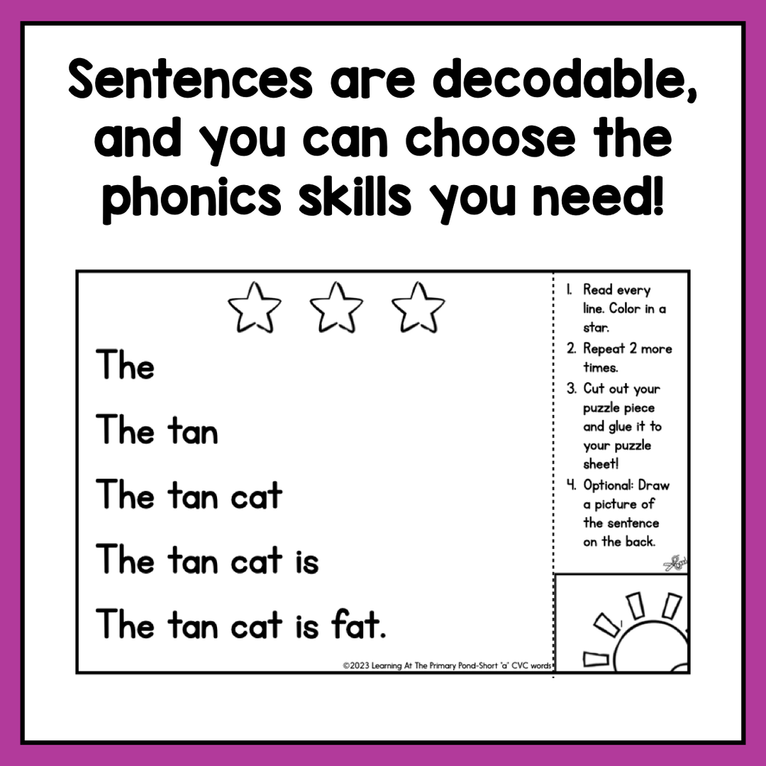 Decodable Sentence Fluency Pyramids | CVC Set – Learning at the Primary ...