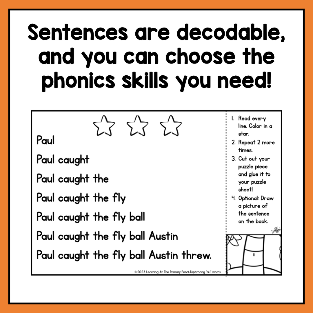 Decodable Sentence Fluency Pyramids | Diphthongs Set – learning-at-the ...