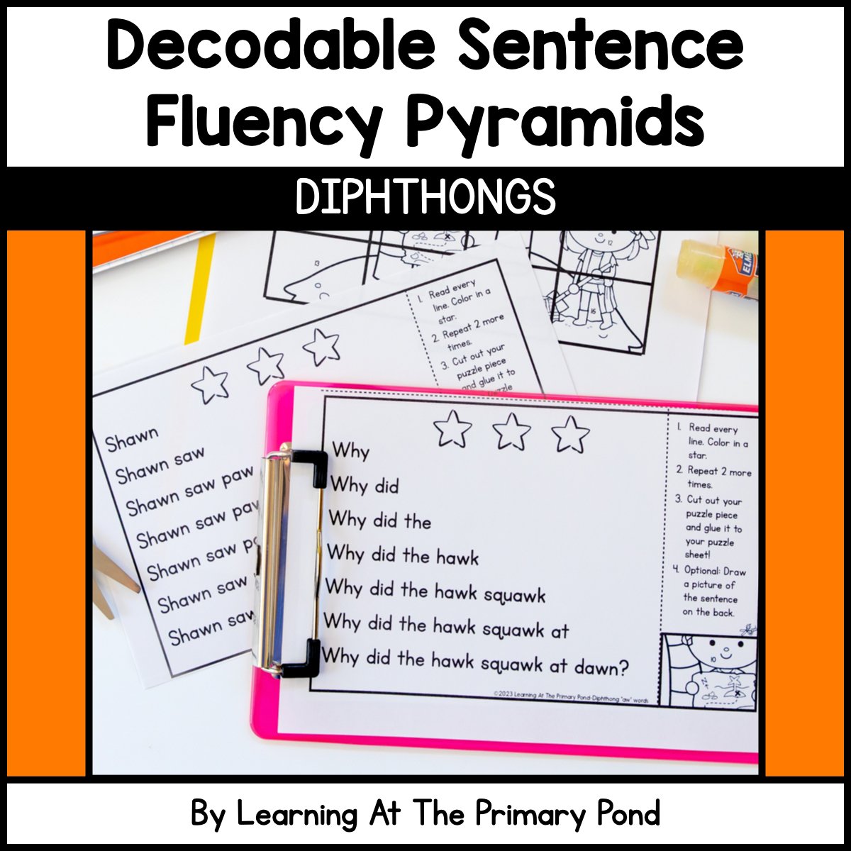 Decodable Sentence Fluency Pyramids | Diphthongs Set – learning-at-the ...