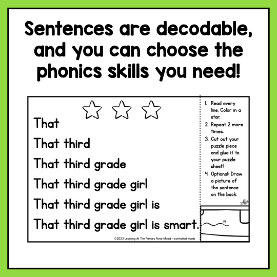 Decodable Sentence Fluency Pyramids | R-Controlled Words Set – Learning ...