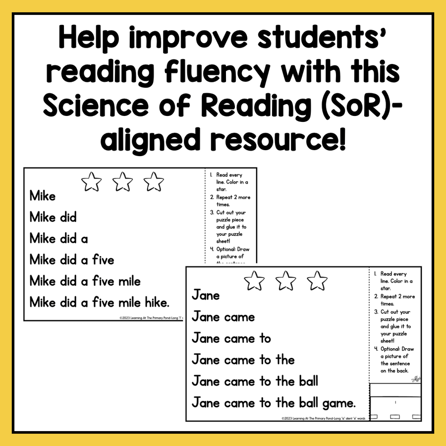 Decodable Sentence Fluency Pyramids | Silent E Set – Learning at the ...
