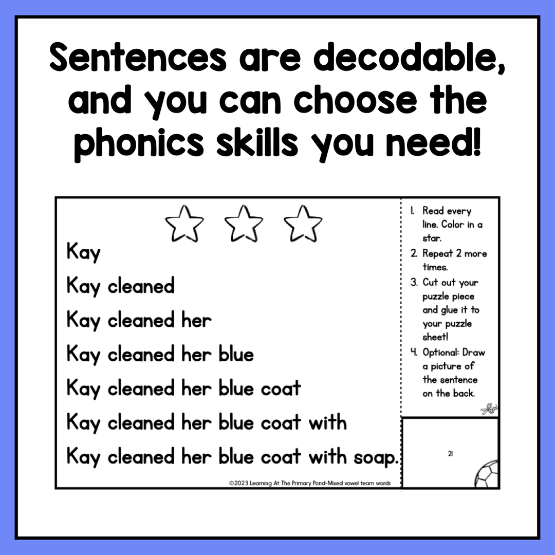 Decodable Sentence Fluency Pyramids | Vowel Teams Set – learning-at-the ...