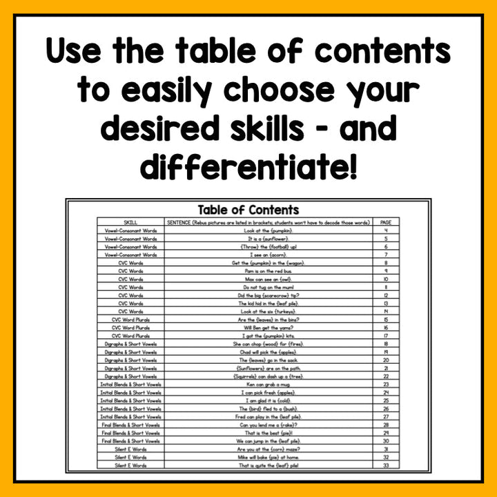 Decodable Sentence Scrambles for First Grade | Fall Theme – Learning at ...